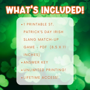 St. Patrick's Day Irish Slang Match Trivia Game (PDF Printable) - Etsy