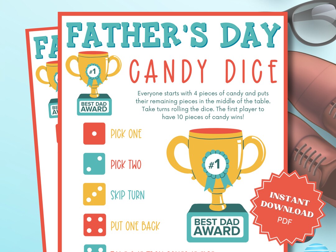 Candy Dice Father's Day Game: Printable Party Activity (digital ...