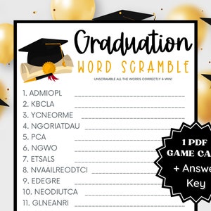 Word Scramble Printable Graduation Party Game, Graduation Games, Grad ...