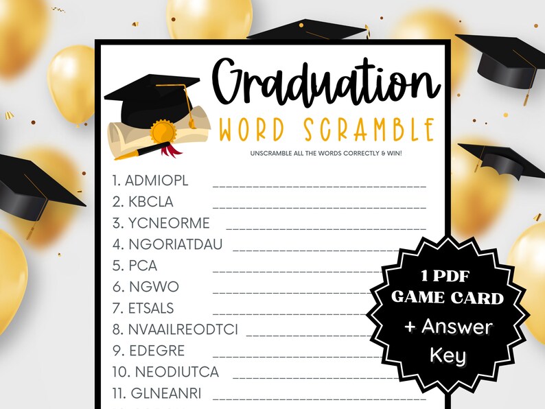 Word Scramble Printable Graduation Party Game Graduation - Etsy
