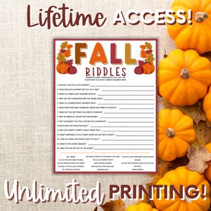 Riddles Fall Game Printable, Fall Games Printable, Fall Games for Kids ...