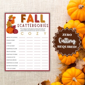 Scattergories Fall Printable Game, Fall Games Printable, Fall Games for ...