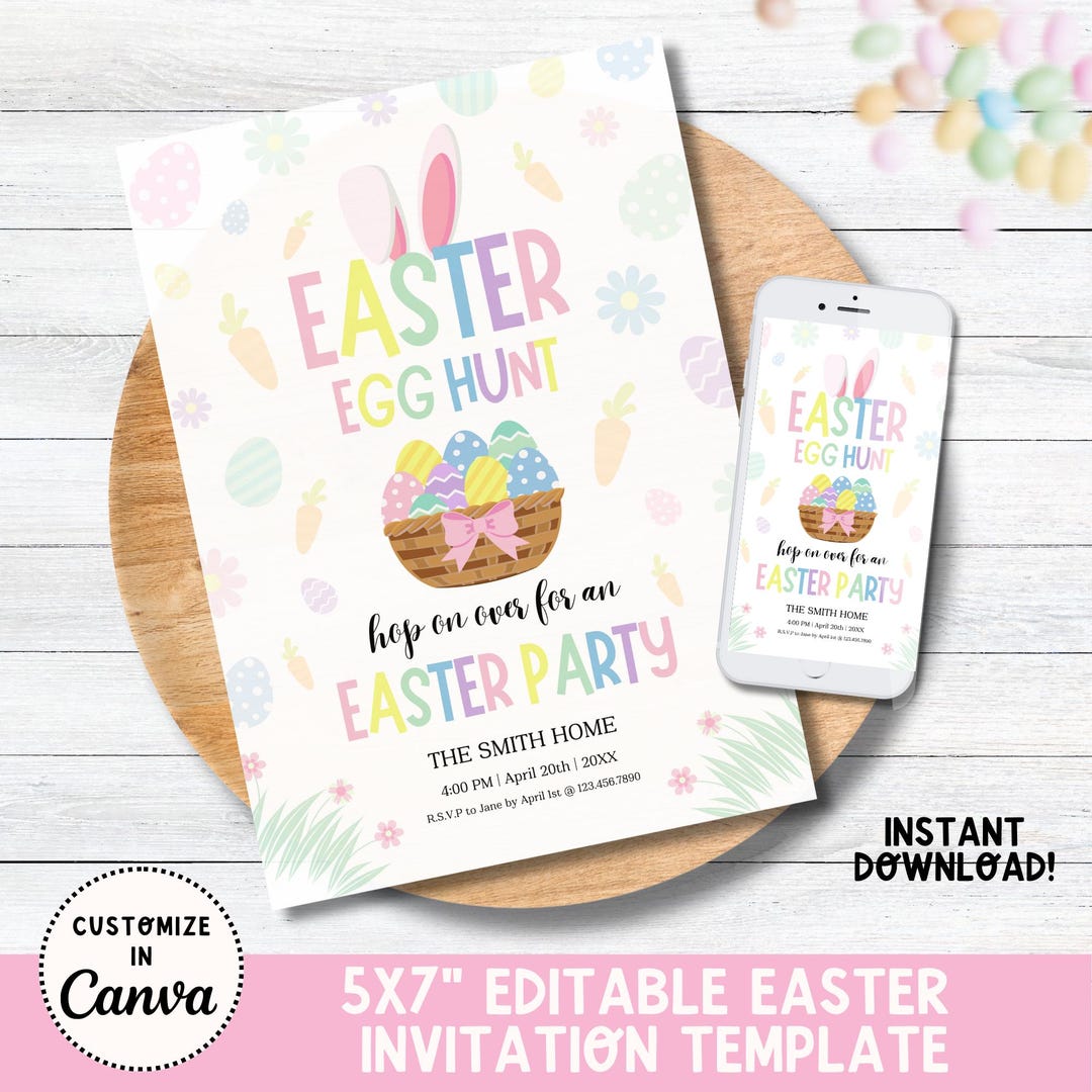 Editable Easter Egg Hunt Invitation Template (instant Download) - Etsy