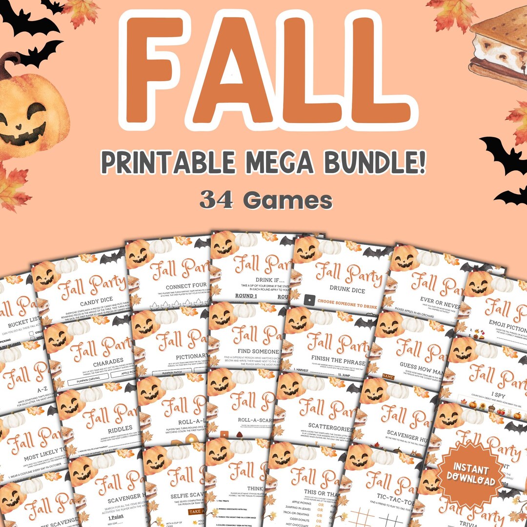 Fall Mega Game Bundle | 30+ Printable Autumn Activities (instant ...