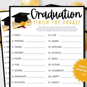 Finish the Phrase Printable Graduation Party Game, Graduation Games ...