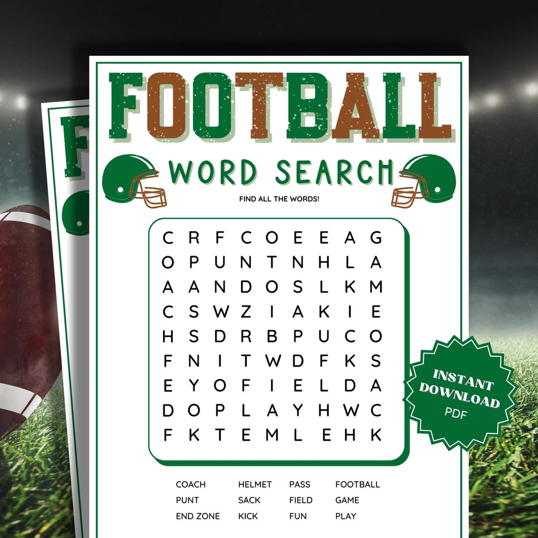 Word Search Super Bowl Party Game, Kids Word Search, Super Bowl Games ...