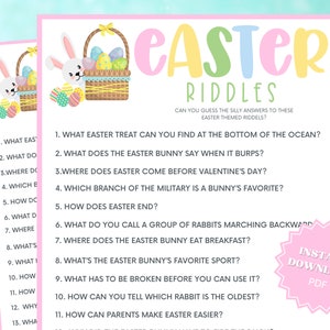 Easter Riddles Printable Easter Game, Group Games, Trivia Games, Easter ...