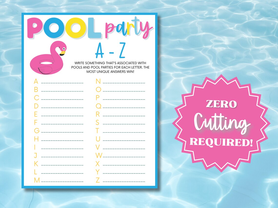 A-Z Pool Party Word Game Pool Party Games Pool Party - Etsy