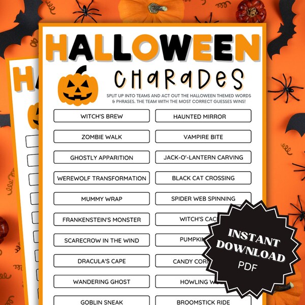 Halloween Charades Games - Etsy
