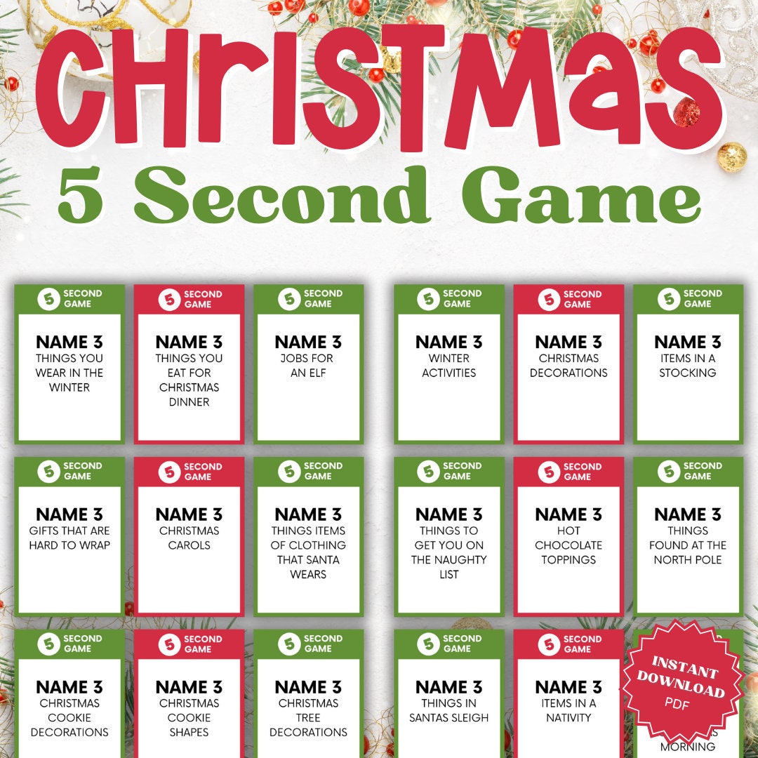 Christmas 5 Second Rule Game: Holiday Party Fun (digital Download) - Etsy