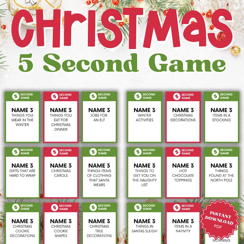 Christmas Games 5 Seconds - Etsy