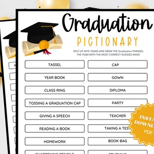 Pictionary Printable Graduation Game, Pictionary Game, Group Party ...