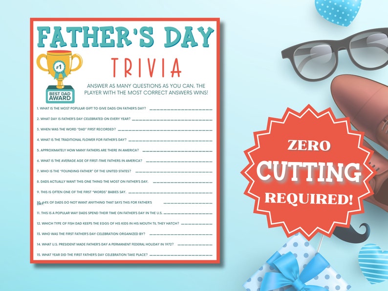 Father's Day Trivia Printable Father's Day Game Group - Etsy