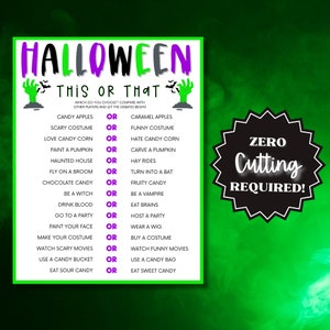 This or That Halloween Game Printable, Halloween Games, Halloween ...