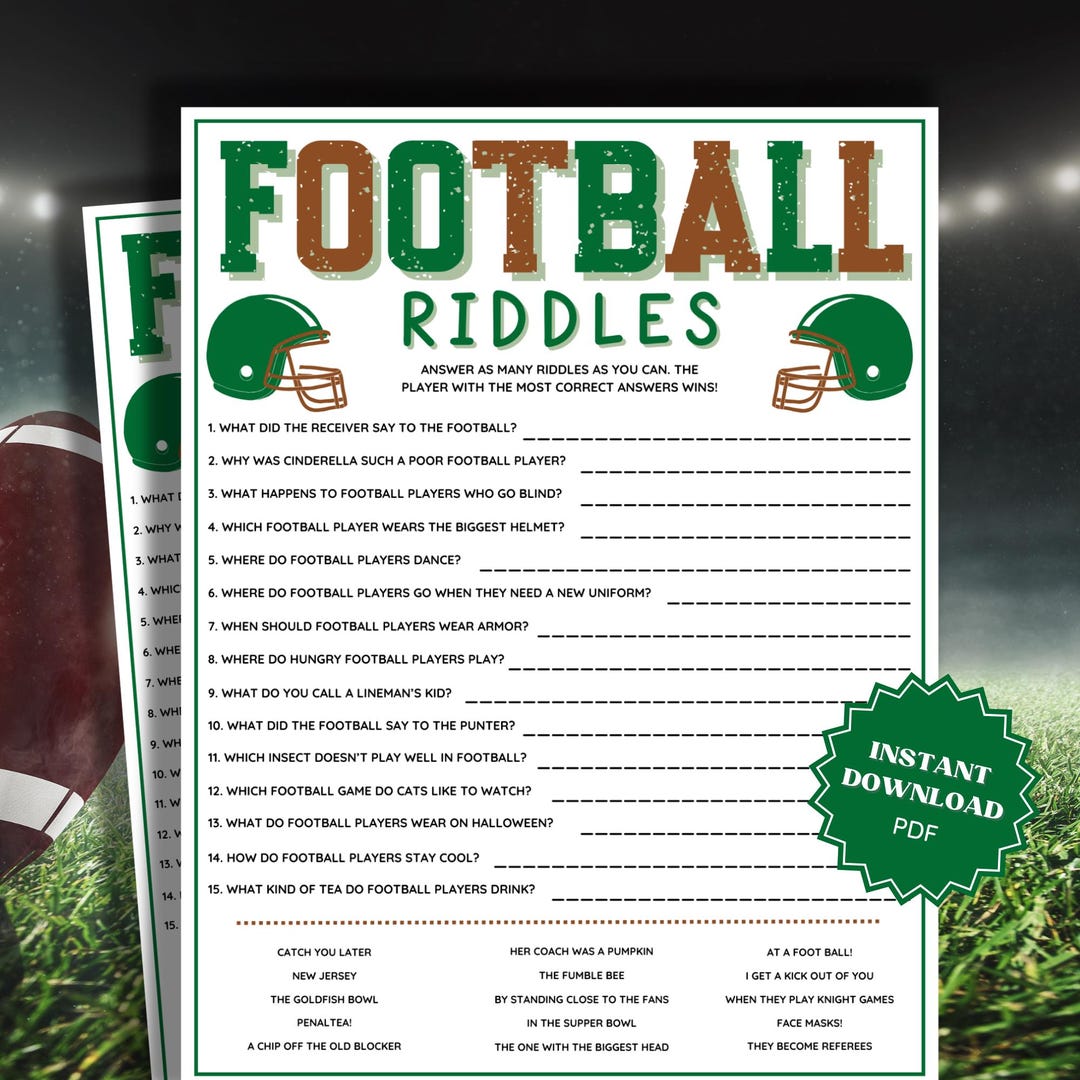 Riddles Super Bowl Party Game, Riddles With Answers, Super Bowl Games ...