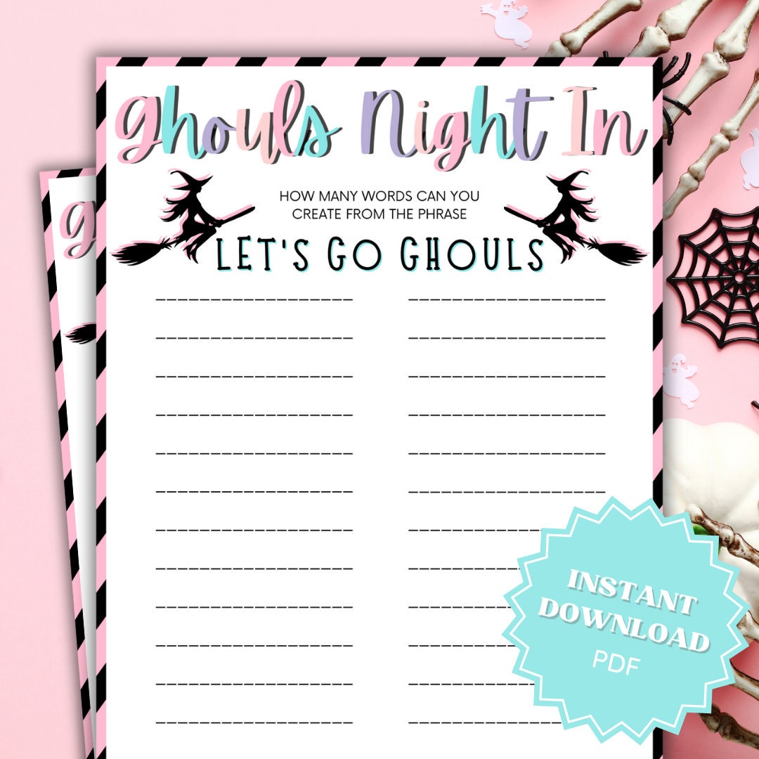 Ghouls Night in Word Game: Let's Go Ghouls Printable (PDF) - Etsy