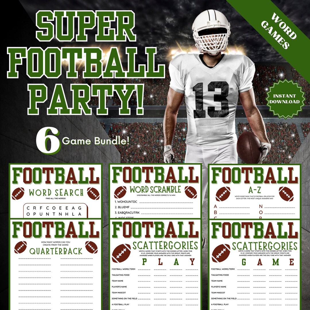 Super Bowl Party Games - 6 Game Bundle, Family Party Game, Kids Word ...