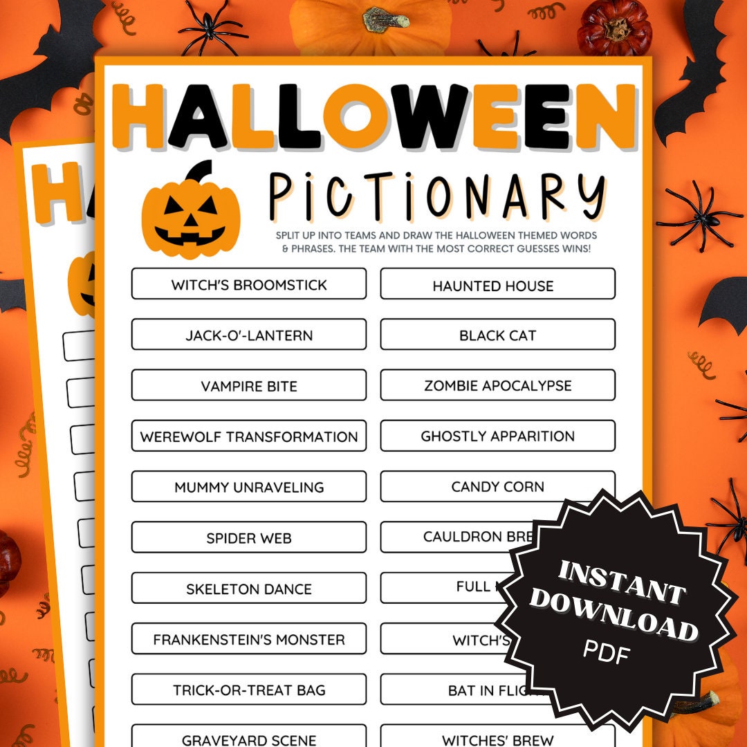 Halloween Pictionary Game Printable: Family Party Activity (digital ...