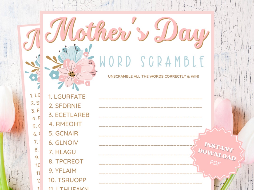 Word Scramble Mothers Day Game, Mothers Day Games, Word Game, Word ...