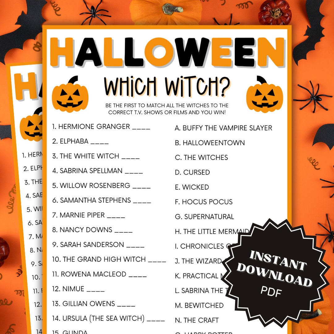 Which Witch Trivia Halloween Game: Printable Party Game (digital ...