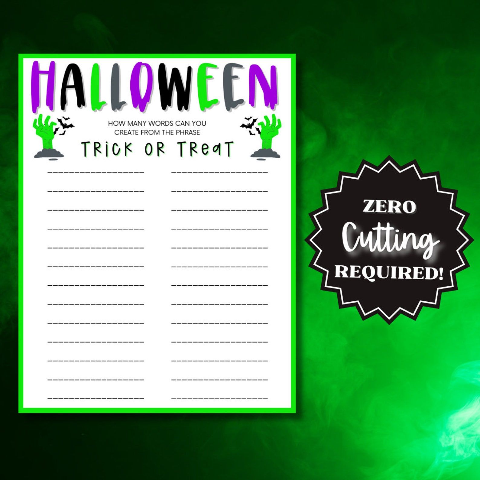 Halloween Word Game Printable: Trick or Treat Phrase (digital Download ...