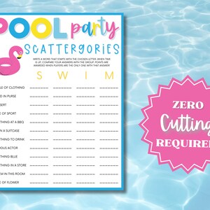 Scattergories Pool Party Printable Game, Word Games, Pool Party Game ...