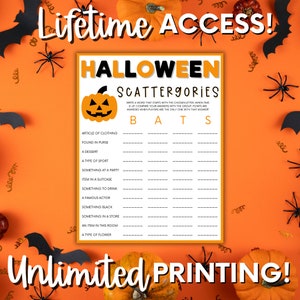Halloween Scattergories Game: Printable Word Games (digital Download ...