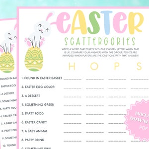 Scattergories Printable Easter Game, Easter Games for Kids, Printable ...