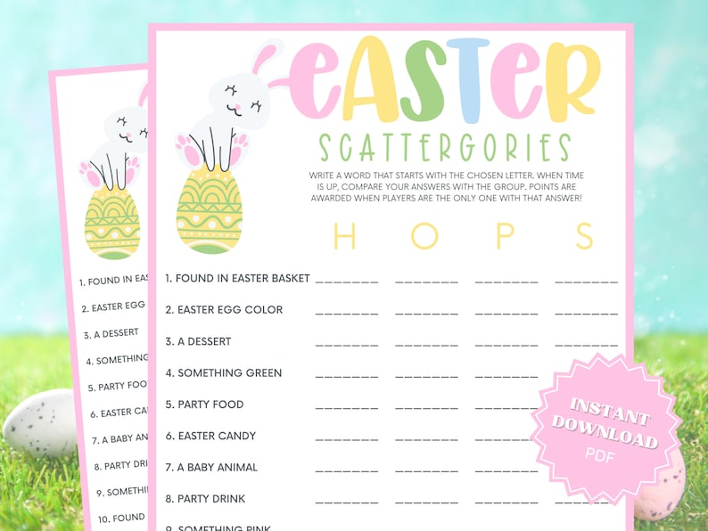 Scattergories Printable Easter Game Easter Games for Kids - Etsy