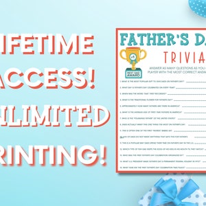 Father's Day Trivia Printable Father's Day Game, Group Games, Trivia ...