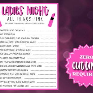 Ladies Night All Pink Trivia Game, Ladies Night Out, Girls Night Out ...