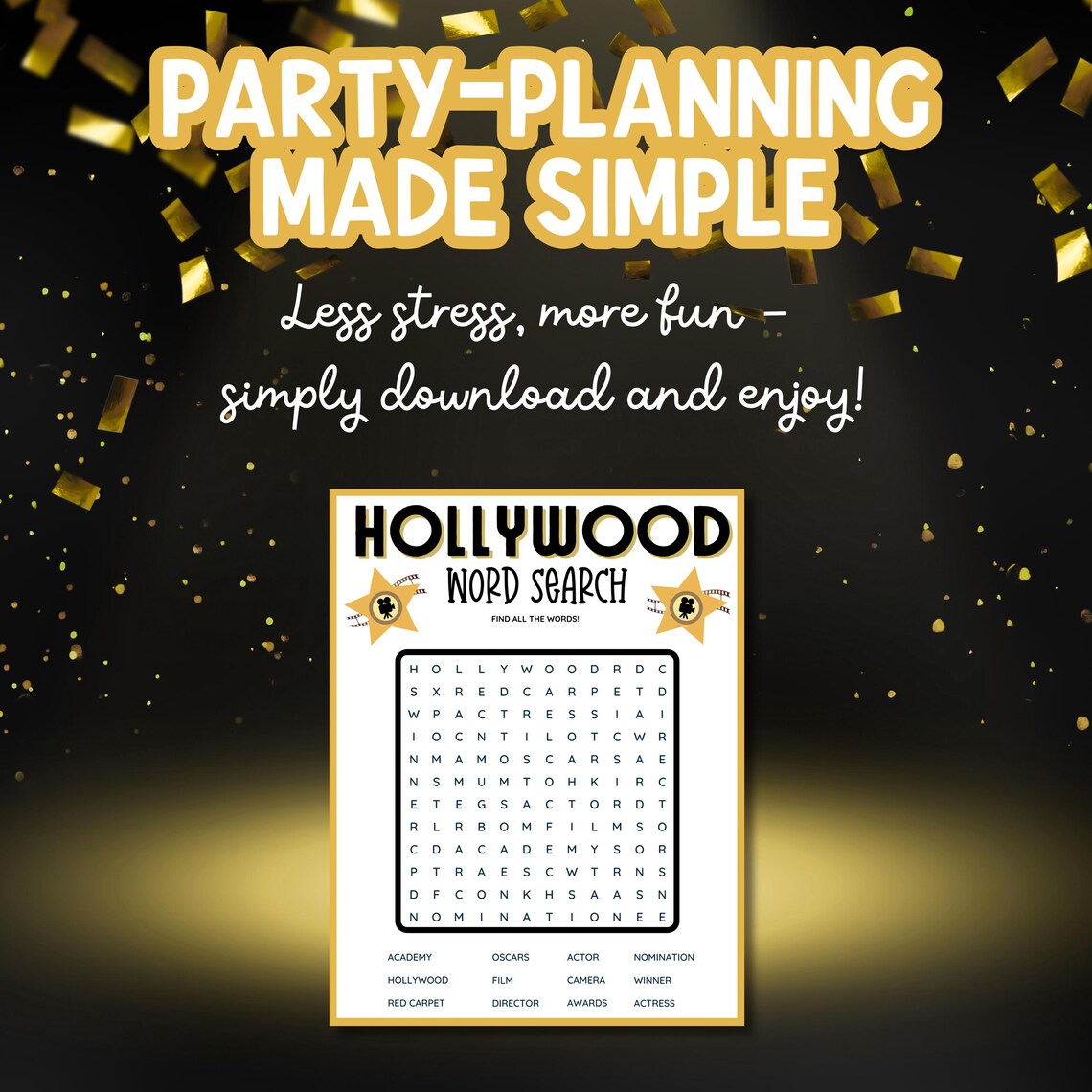 Oscar Party Word Search Game: Hollywood Awards (PDF) - Etsy