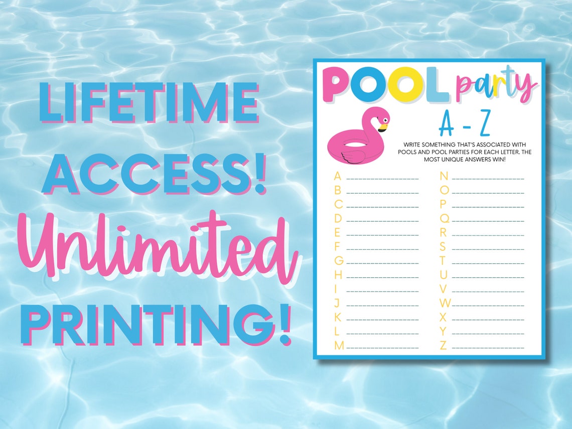 A-Z Pool Party Word Game Pool Party Games Pool Party - Etsy