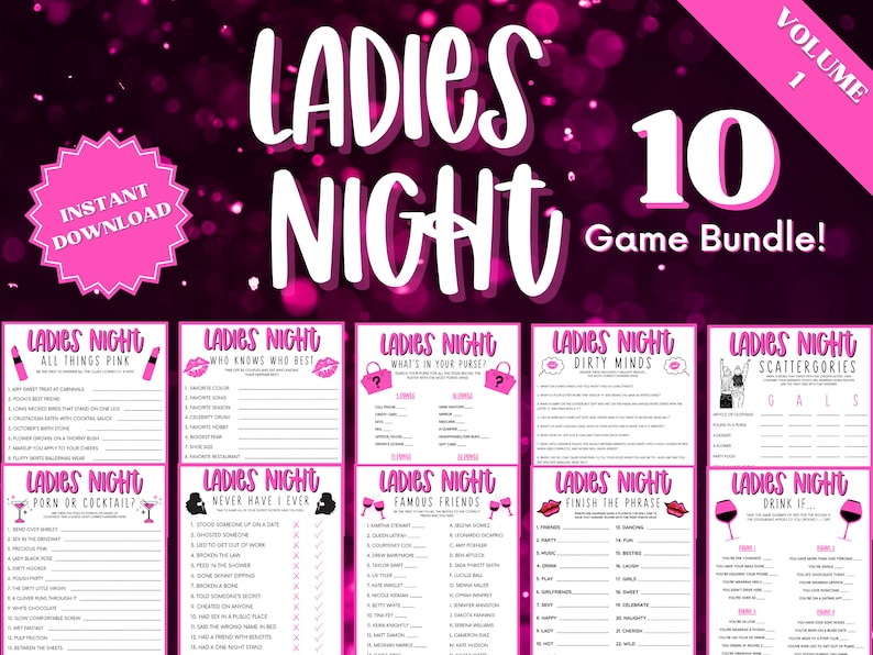 Ladies Night 10 Game Bundle Vol. 1 Ladies Night Out Girls - Etsy