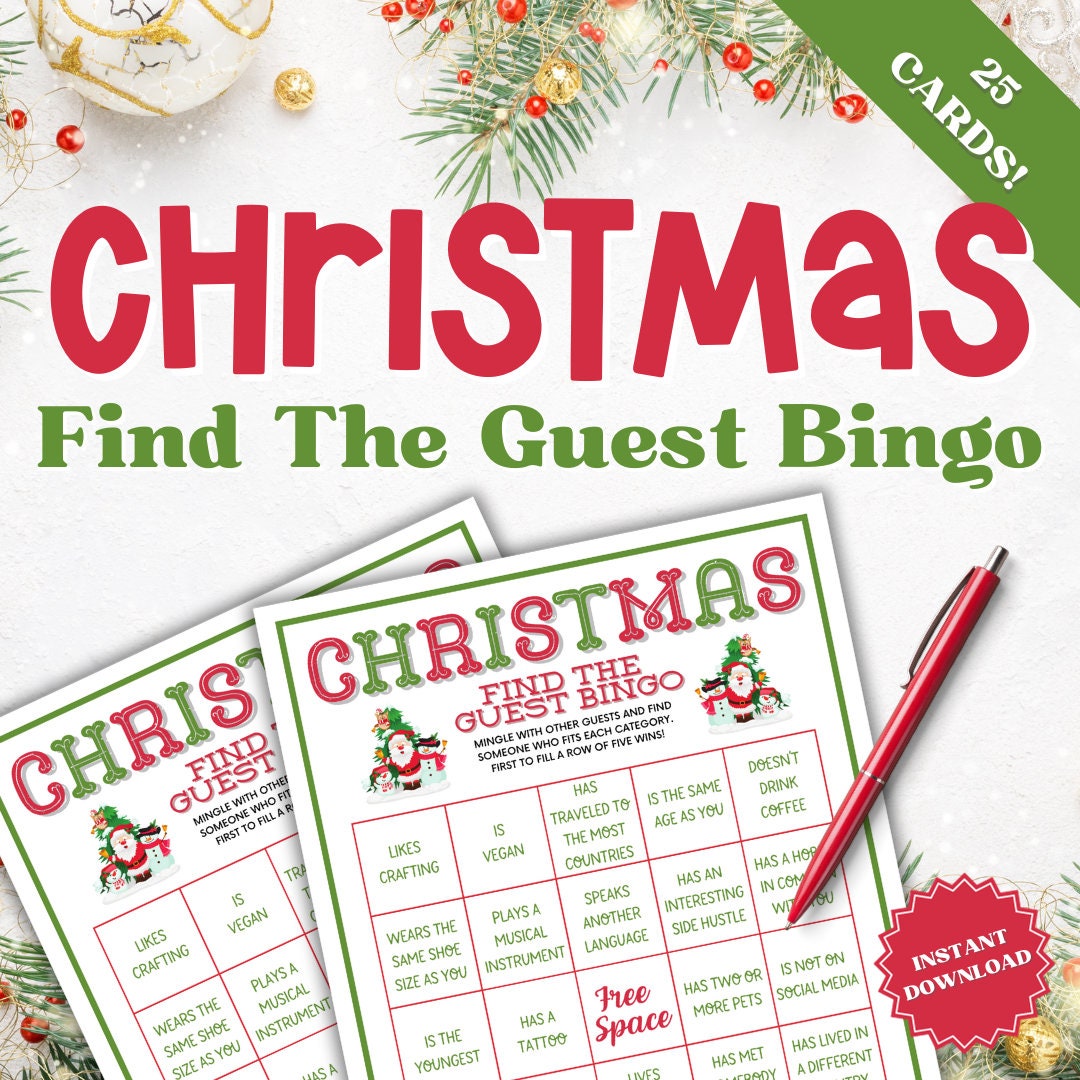 Christmas Find the Guest Bingo: Holiday Icebreaker Game (digital ...