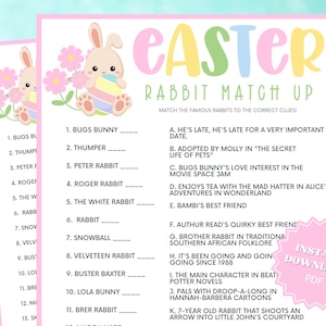 Rabbit Match up Printable Easter Game, Group Games, Trivia Games ...