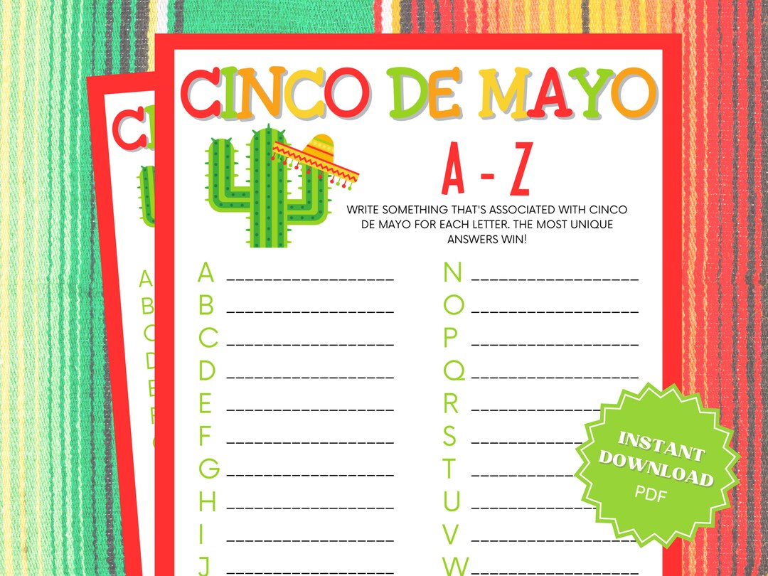 A-Z Cinco De Mayo Game for Kids, Cinco De Mayo Games, Word Game, Word ...