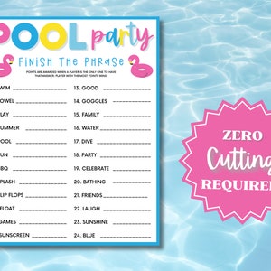 Finish the Phrase Pool Party Game: Printable Group Activity (digital ...