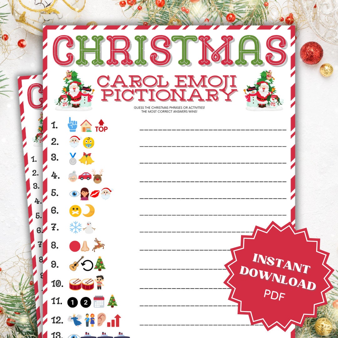 Christmas Carol Emoji Pictionary Game (digital Download) - Etsy
