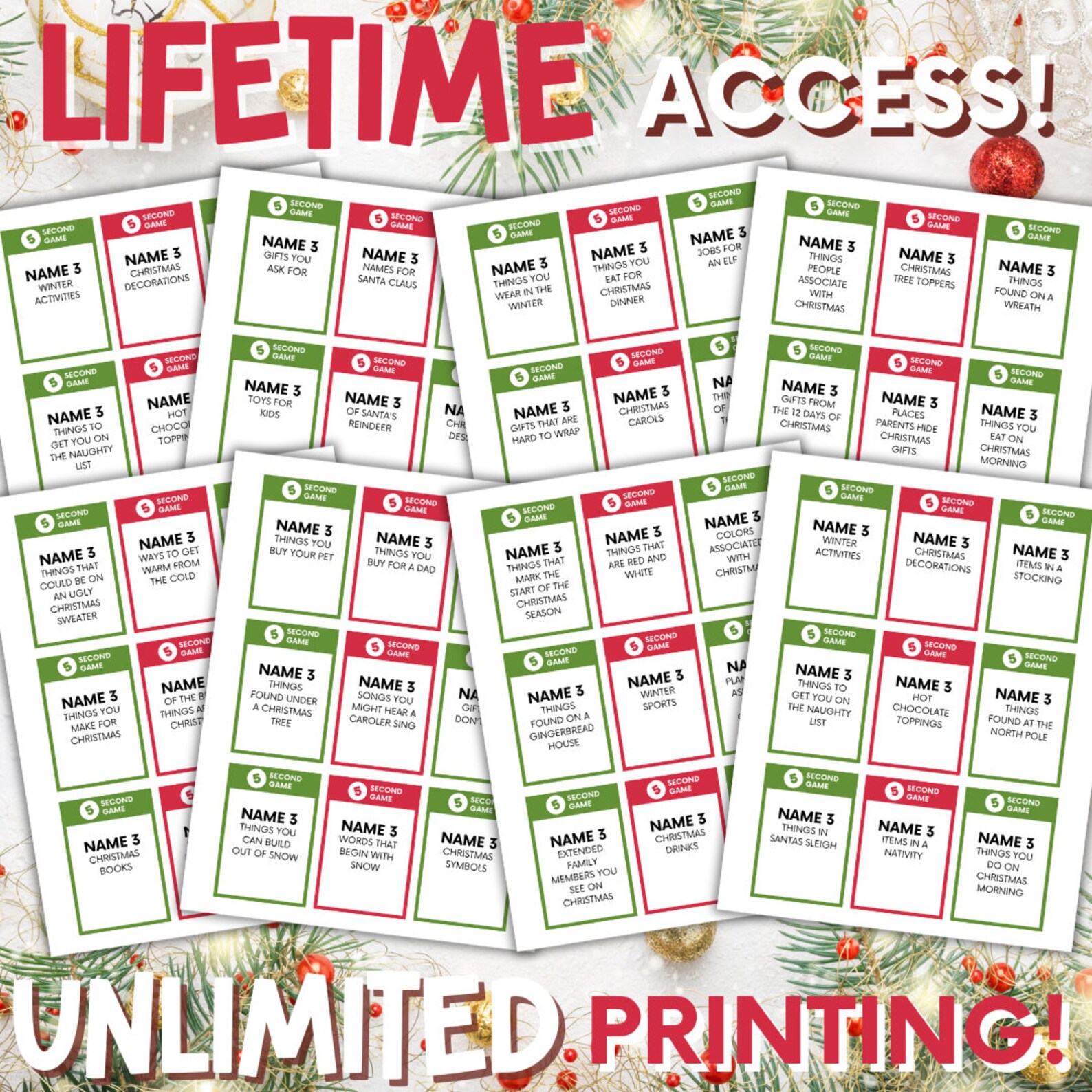 Christmas 5 Second Rule Game: Holiday Party Fun (digital Download) - Etsy