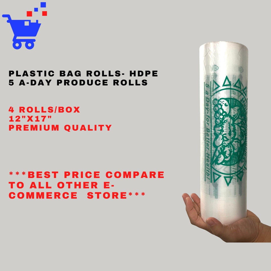 Plastic Bag Rolls-hdpe 5 A-DAY Produce Rolls 12"x17"x12 MIC 4rolls ...