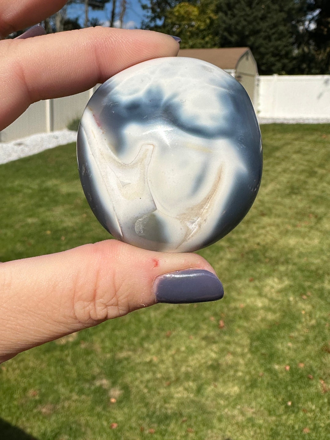 Orca Agate Polished Crystal Palm Stone From Madagascar, Blue Agate ...