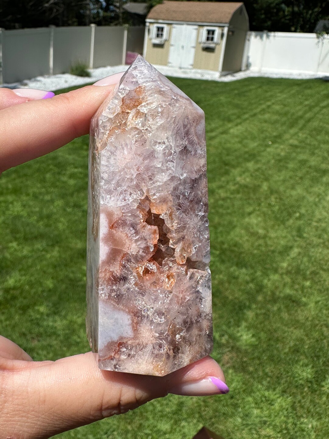 Pink Amethyst Stunning Druzy Polished Crystal Tower, Natural Druzy ...