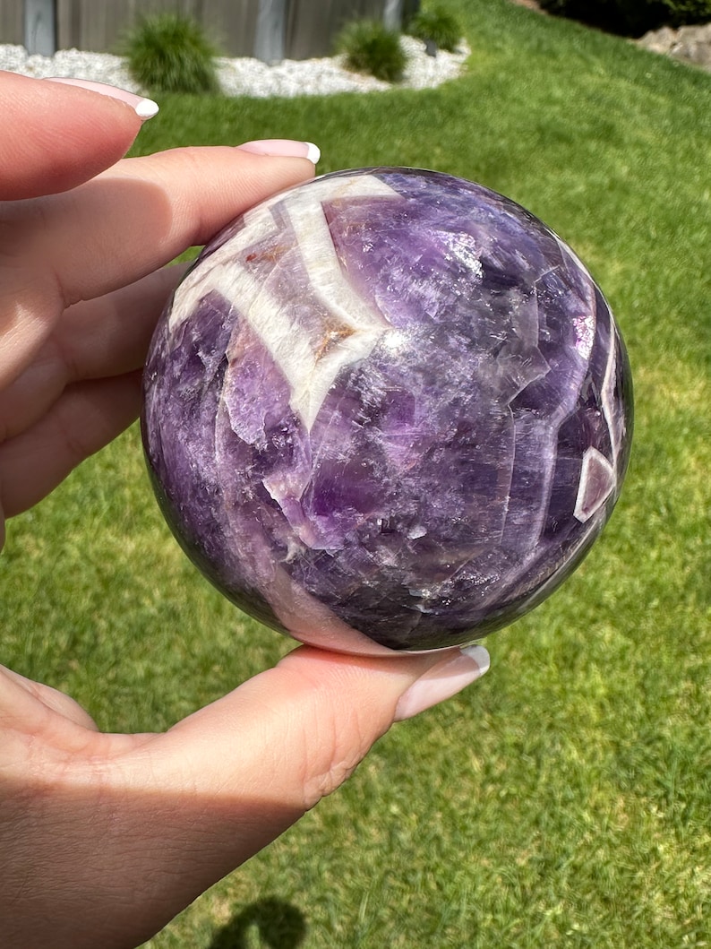 Stunning Dream Amethyst Large Crystal Sphere With Flash 73mm Over 1lb ...