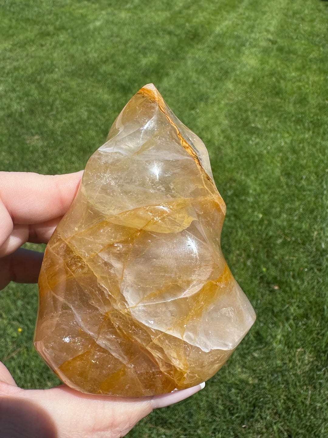 Golden Healer Crystal Flame From Madagascar, Crystal Decor, Hematoid ...