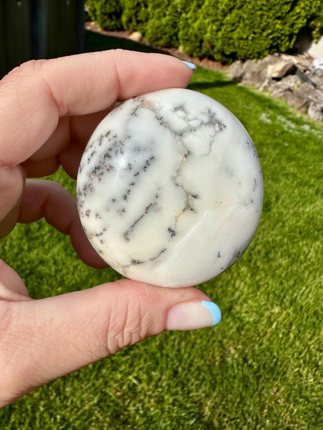 Beautiful Dendritic Agate Merlinite Crystal Palm Stone, Natural ...