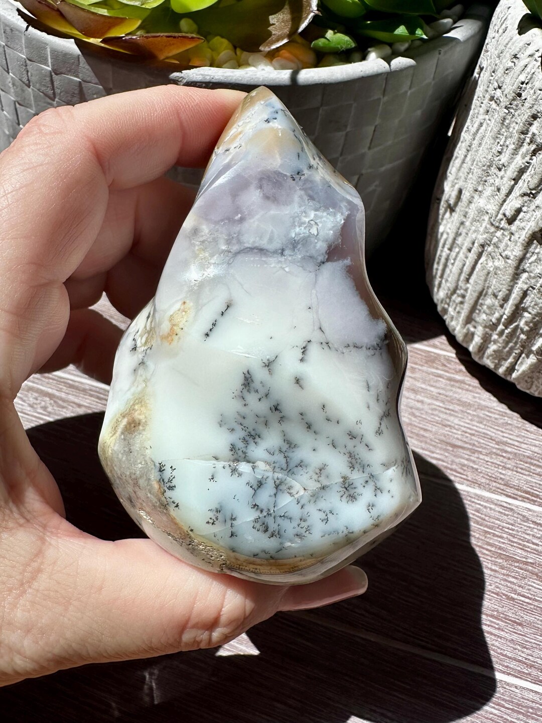 Dendritic Agate Merlinite Crystal Flame From Madagascar, White Opal ...