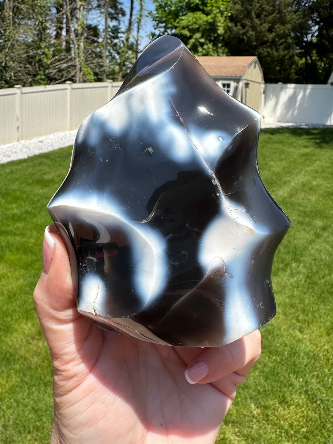 Large Orca Agate Blue Agate Crystal Flame From Madagascar - Etsy
