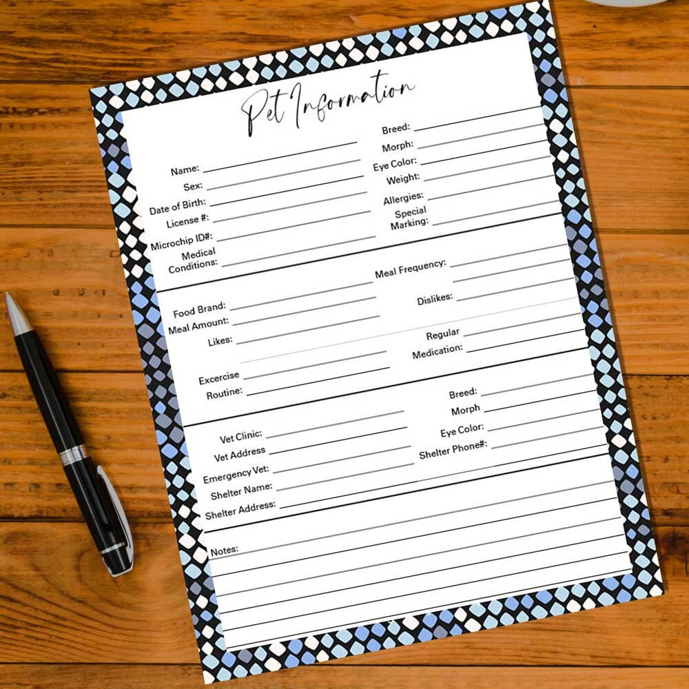 Pet Information Sheet - Etsy