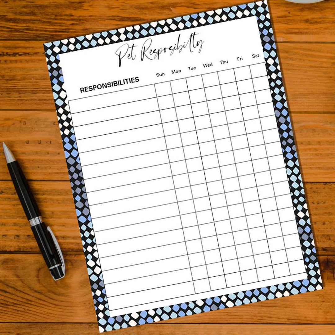Pet Responsibility Chart - Etsy